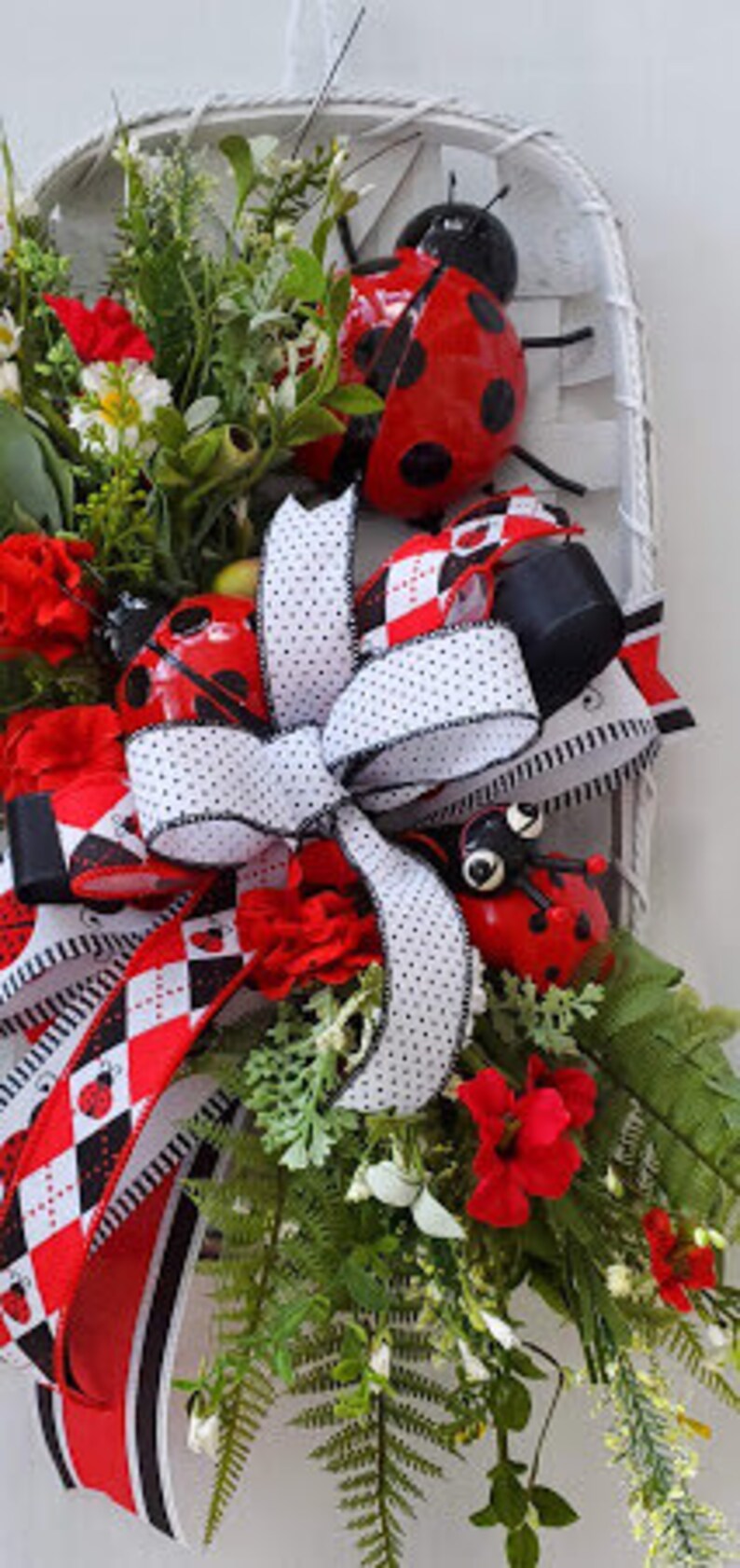 Ladybug Tabacco Basket Door Hanger, Ladybug Decor, Mothers Day Ladybug ...