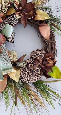 Leopard Fall Grapevine Wreath, Fall Leopard Twig Wreath, Leopard Fall ...