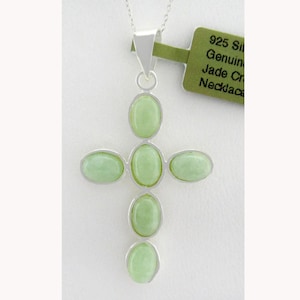 Genuine 4.50 Cts Jade Cross Pendant Necklace .925 Silver - Etsy
