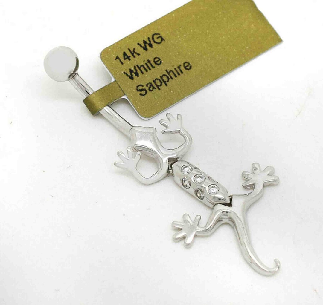 Gemstone White Sapphires LIZARD BELLY Ring 14k White Gold - Etsy