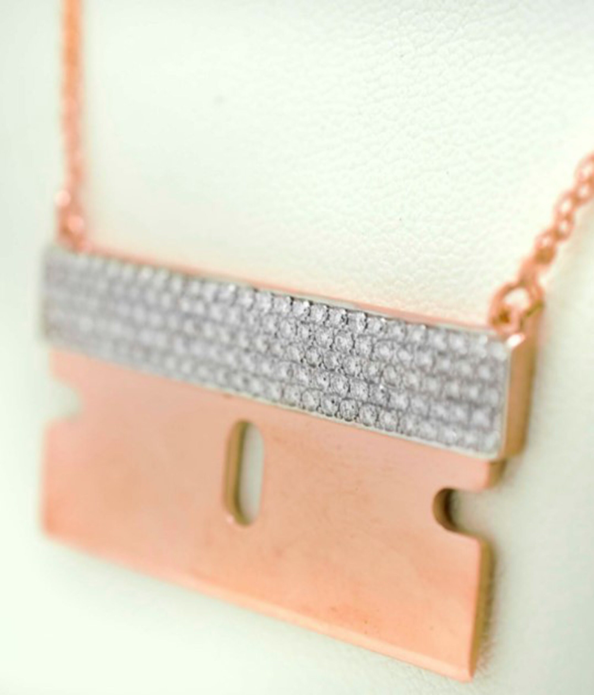 Genuine 1.32 Cts VS Diamonds Razor Blade Necklace 18K ROSE - Etsy