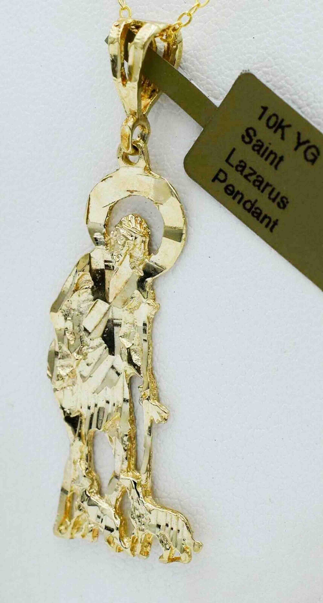 Solid Saint Lazarus Pendant 10K Yellow Gold - Etsy