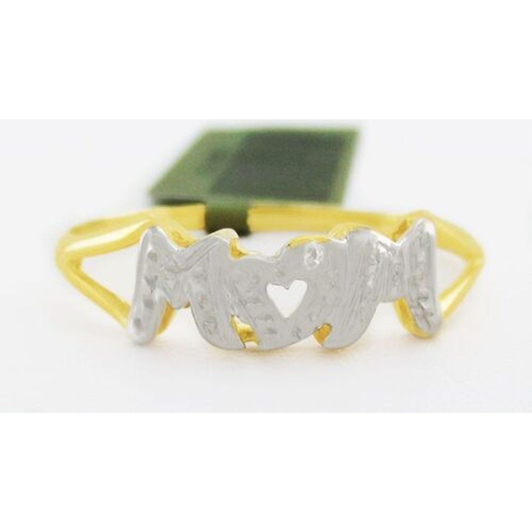 Genuine Diamond "mom" Ring 10k Yellow Gold - Etsy
