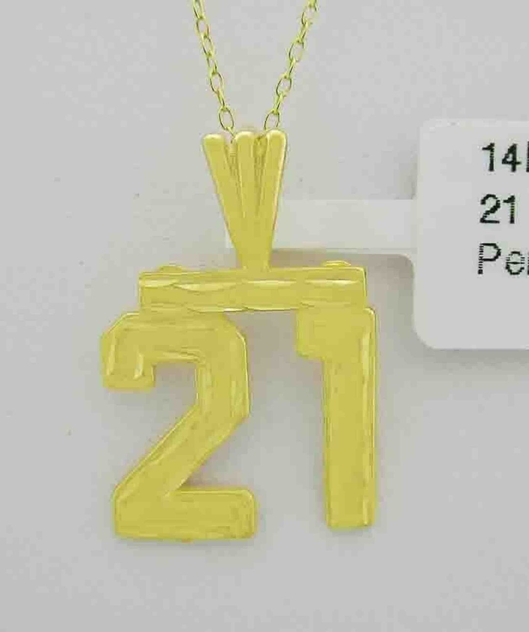 Solid "21" Pendant 14k Yellow Gold - Etsy