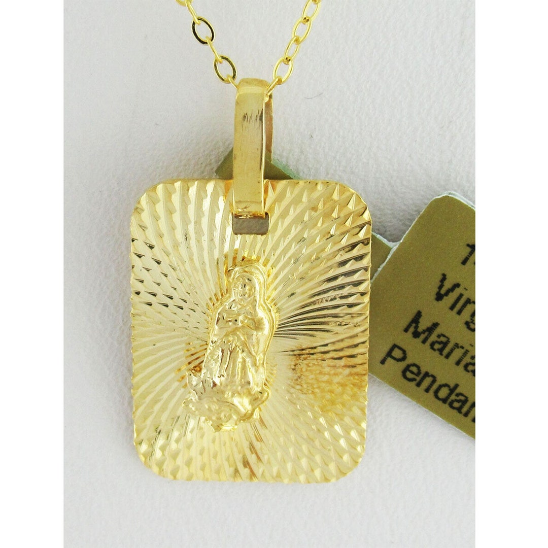 Solid Virgen Maria Pendant 14k Yellow Gold - Etsy