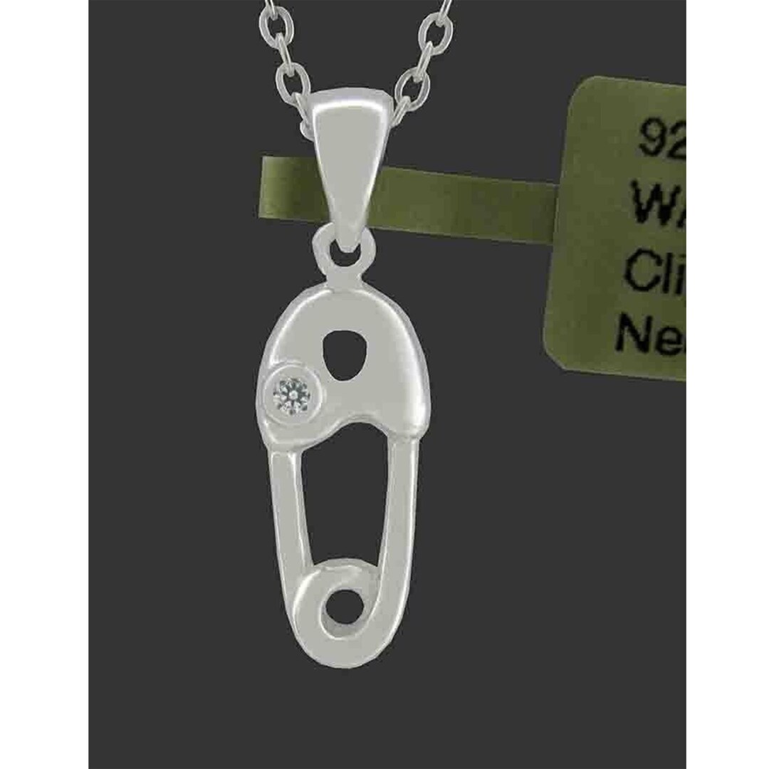 Lab White Sapphires 3D Safety Pendant Necklace .925 Silver - Etsy