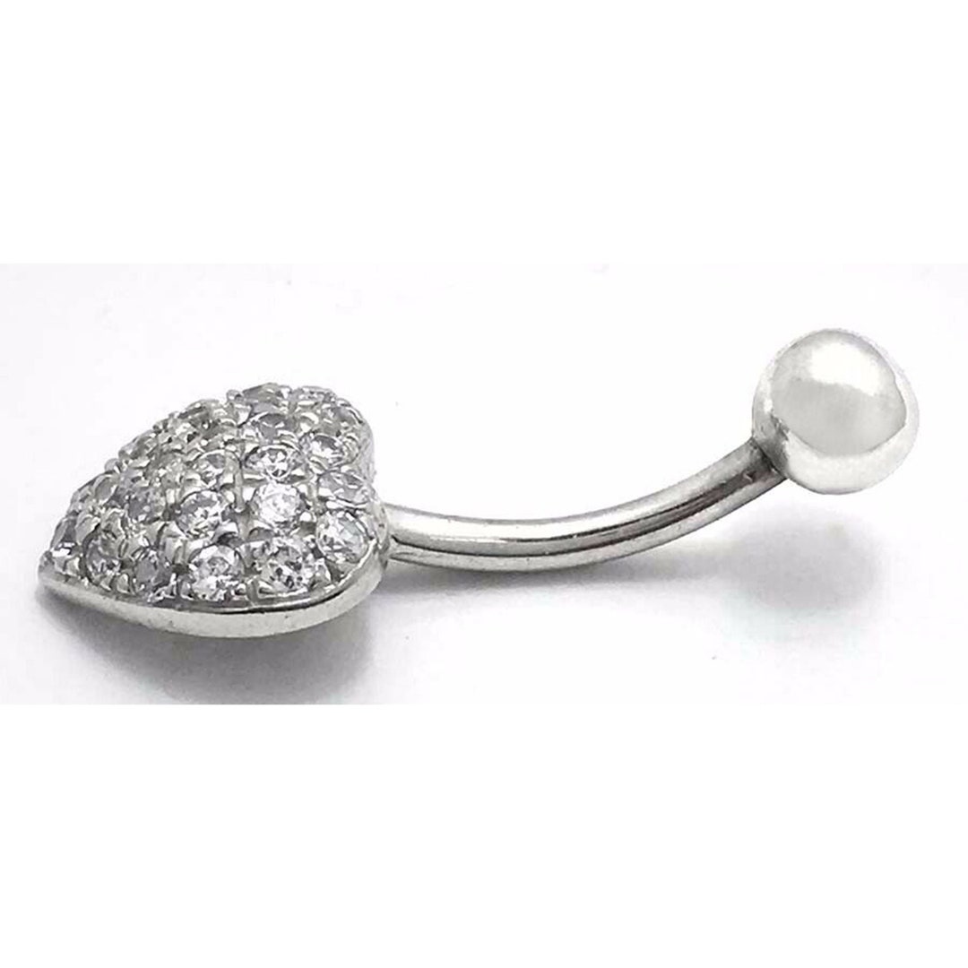 White Sapphire 1.26 Cts Belly Navel Ring Solid 14K White Gold - Etsy