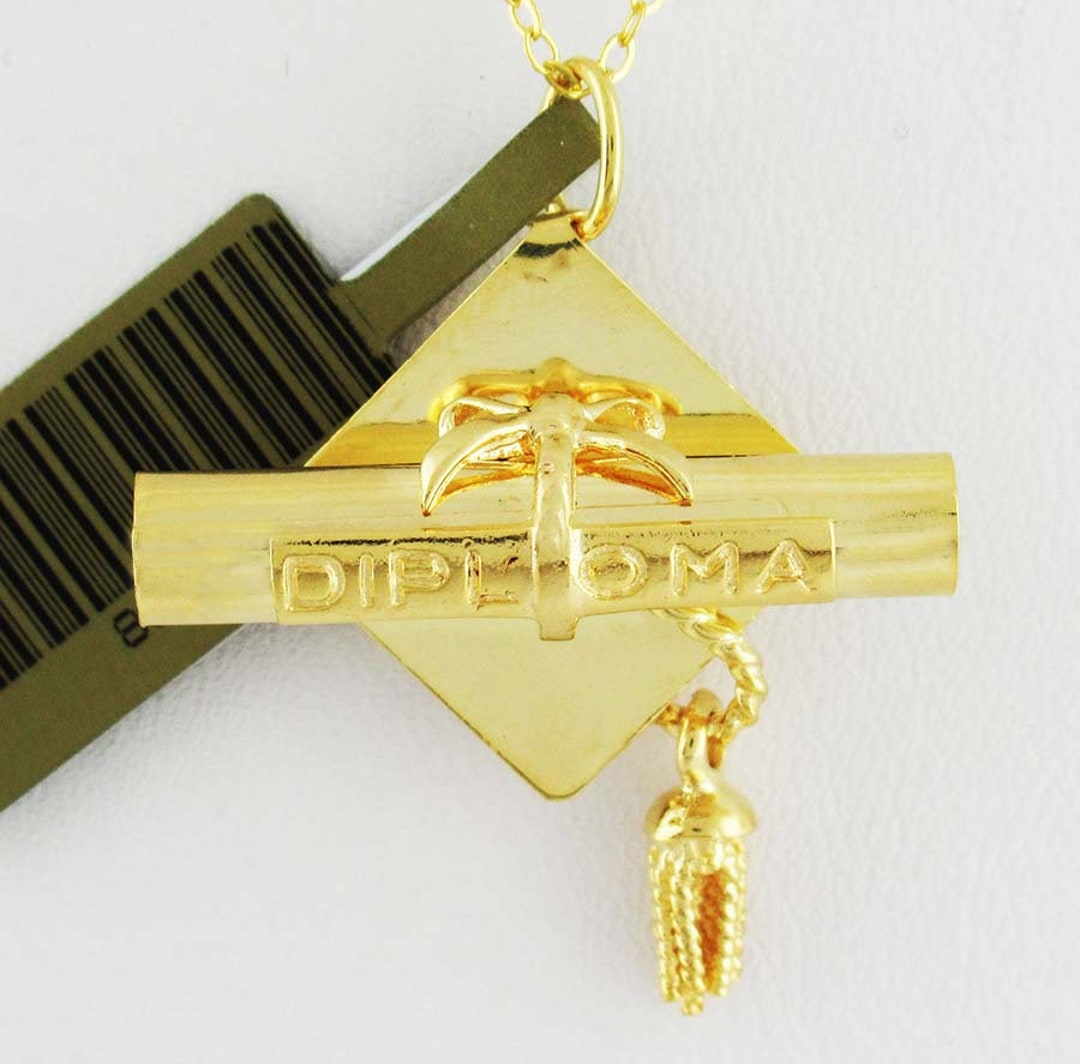 Diploma Graduation Pendant Necklace 14k Gold - Etsy