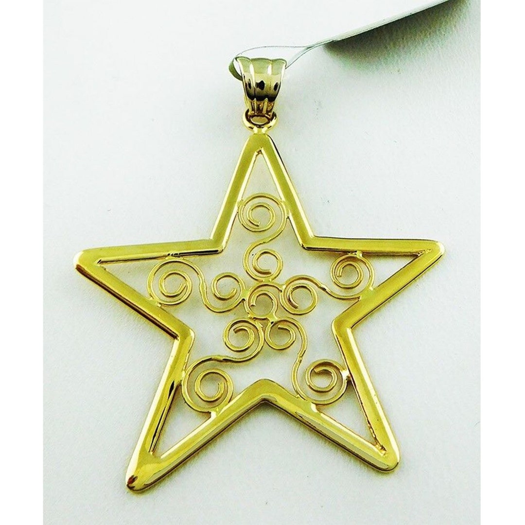 Filigree Star Pendant 14k Yellow Gold - Etsy