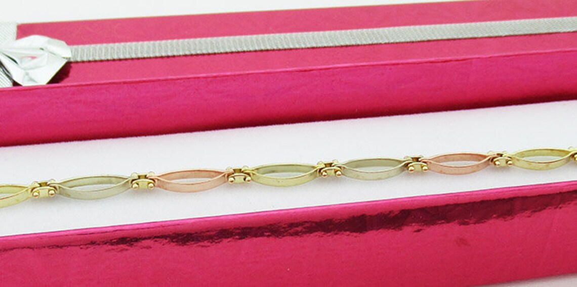 14k Tri-color Gold Ladies Bracelet - Etsy