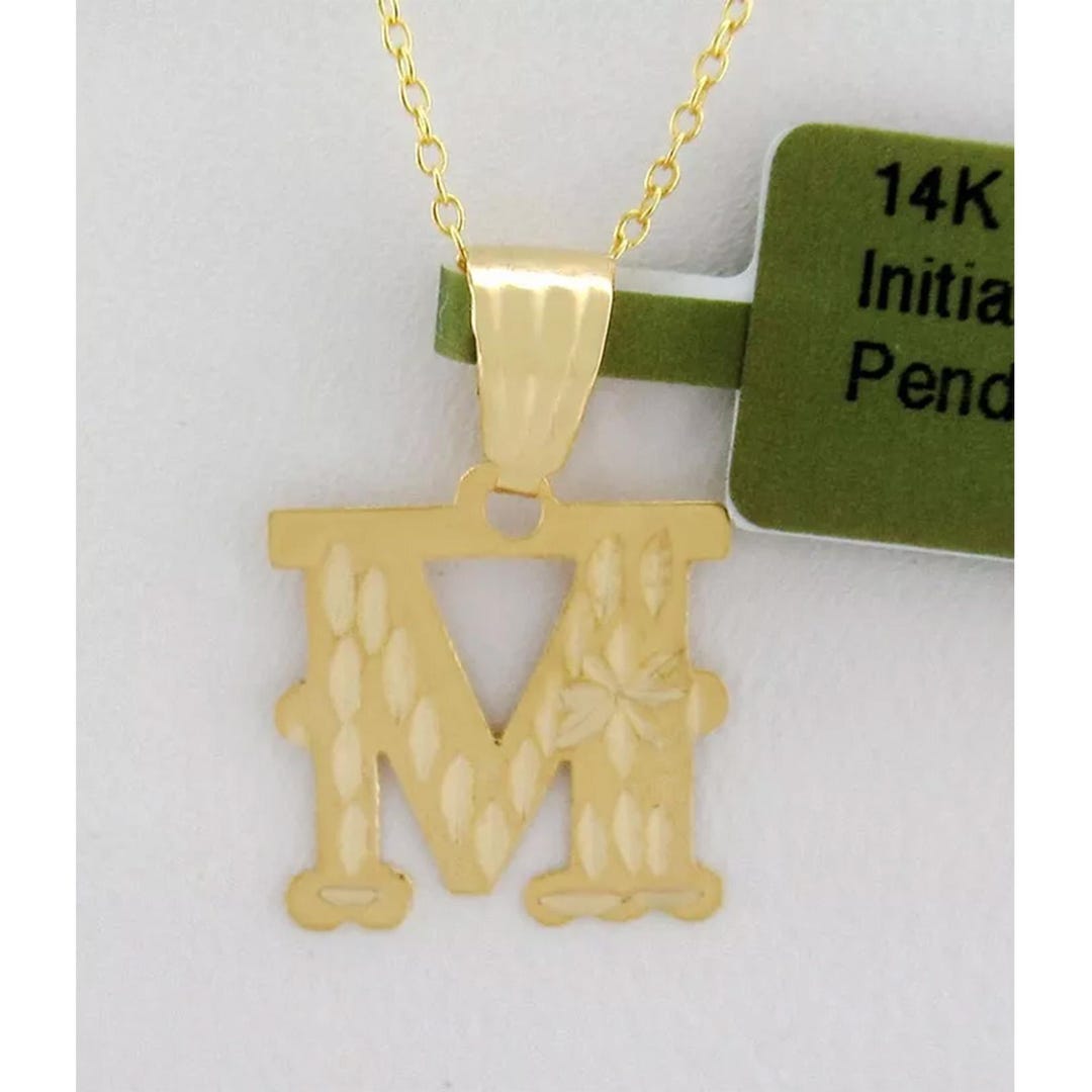 Initial "m" Pendant 14k Yellow Gold - Etsy