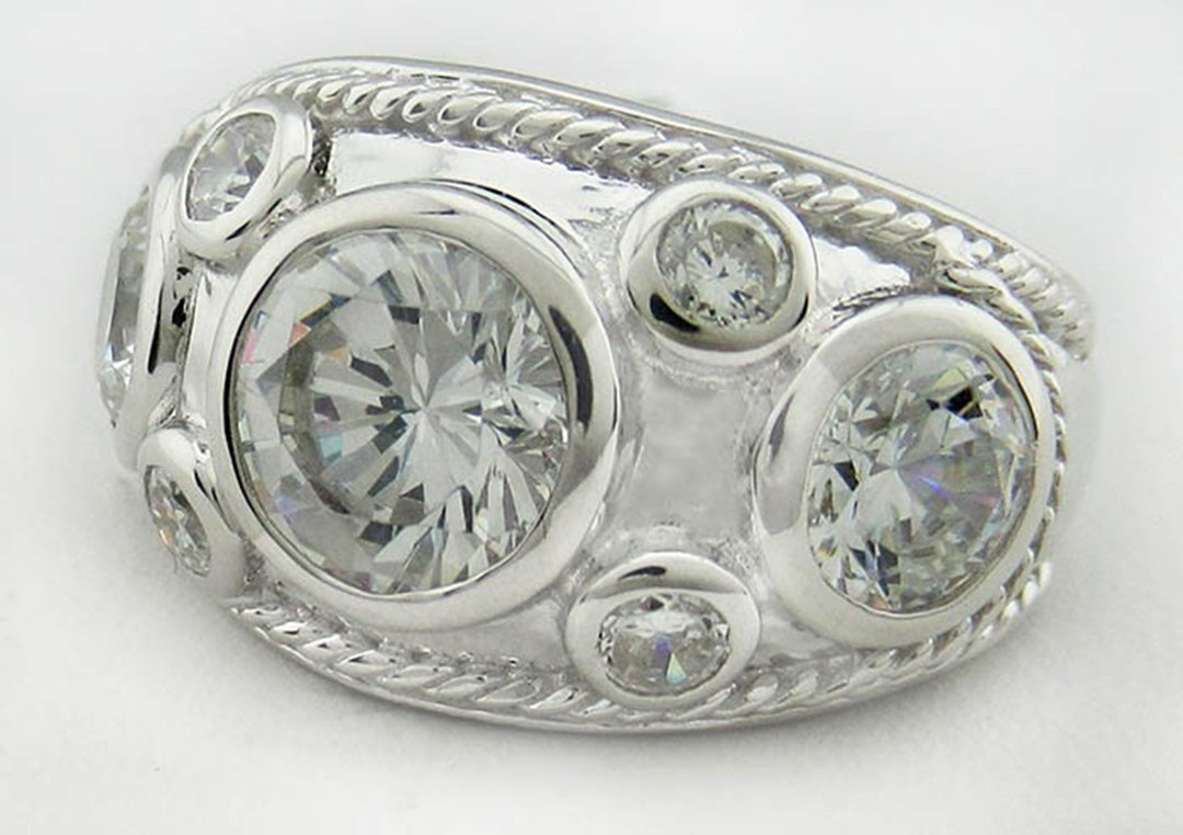 Multi White Sapphire Diamond Ice Ring - Etsy UK