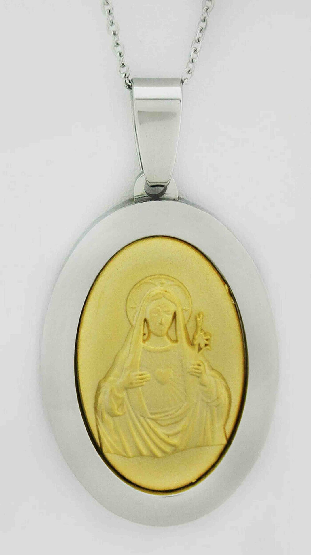 Solid Virgen Maria Pendant .925 Stainless Steel - 2 Tones - Etsy