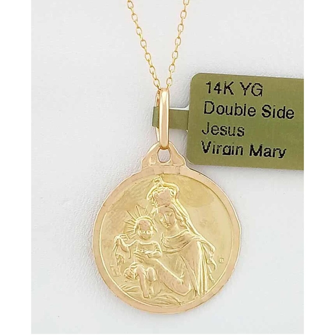 Virgin Mary & Jesus Double Side Pendant 14k Gold - Etsy