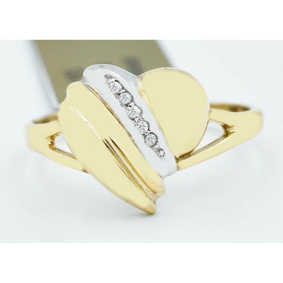 Genuine Diamond Heart Shape Ring 10k Yellow Gold - Etsy