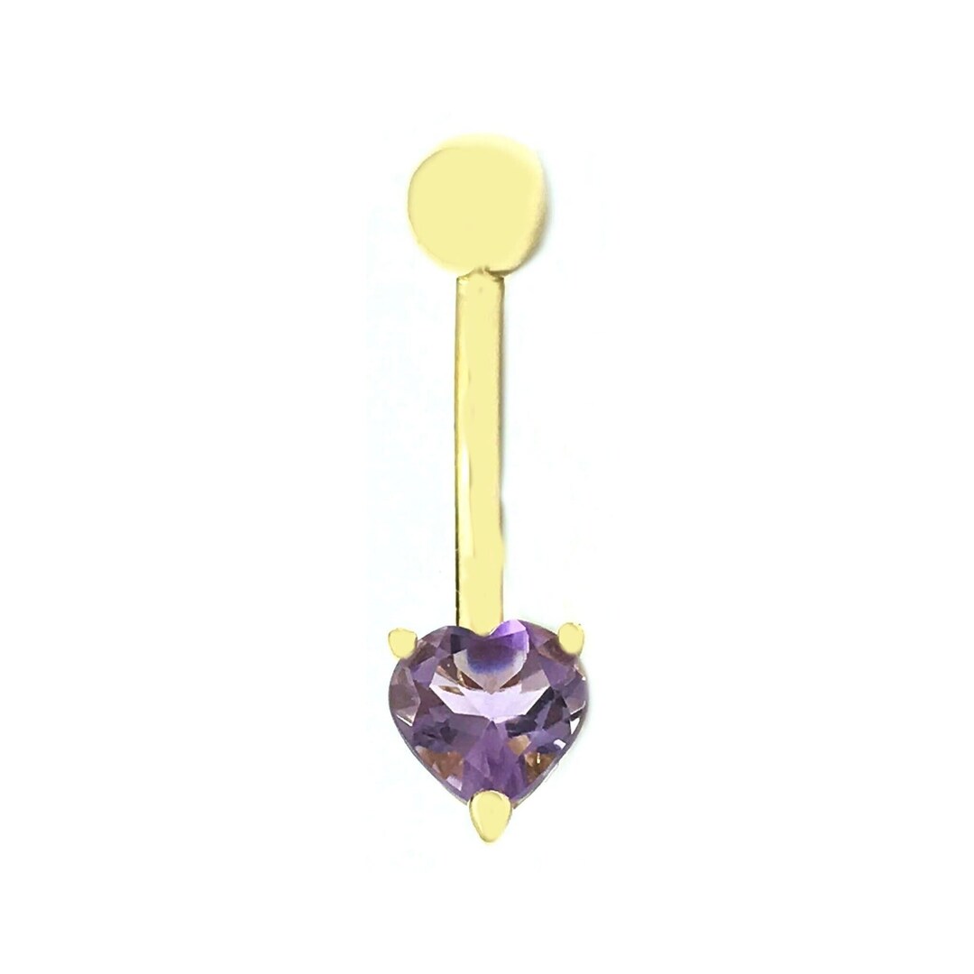 Genuine 0.79 Cts Amethyst Belly Navel Ring Solid 14k Gold - Etsy