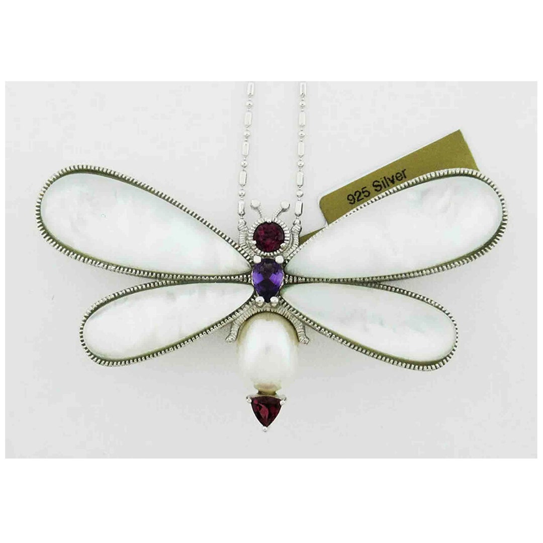Genuine Mother Pearls & Multi-stones Necklace .925 Sterling Silver - Etsy