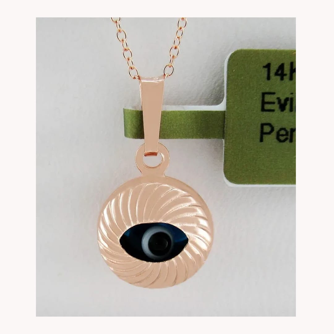 Evil Eye Double Side Pendant 14k Rose Gold - Etsy