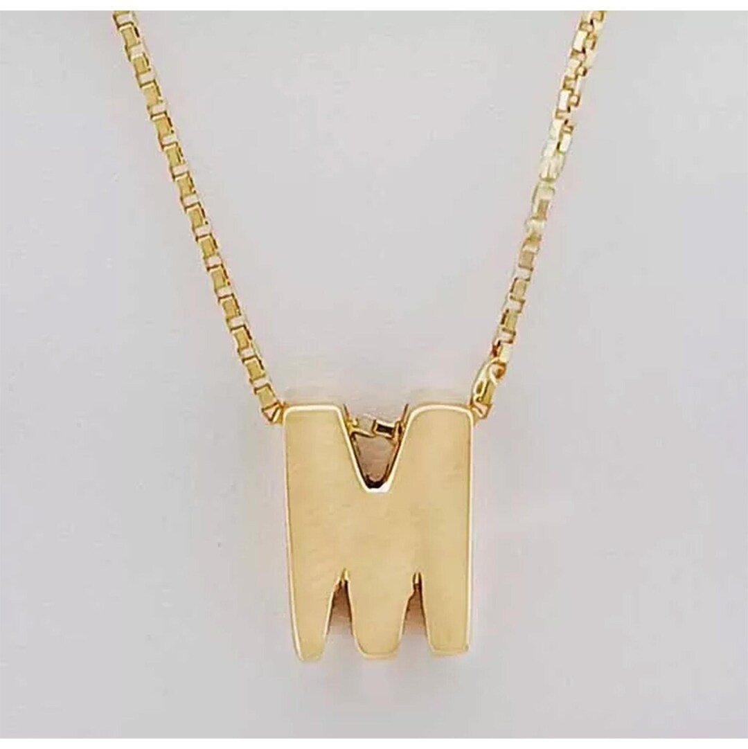 Solid Initial "m" Pendant Necklace 14k Yellow Gold - Etsy