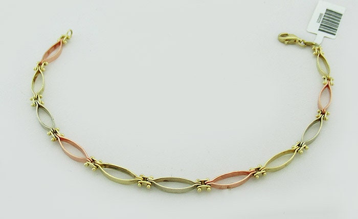 14k Tri-color Gold Ladies Bracelet - Etsy