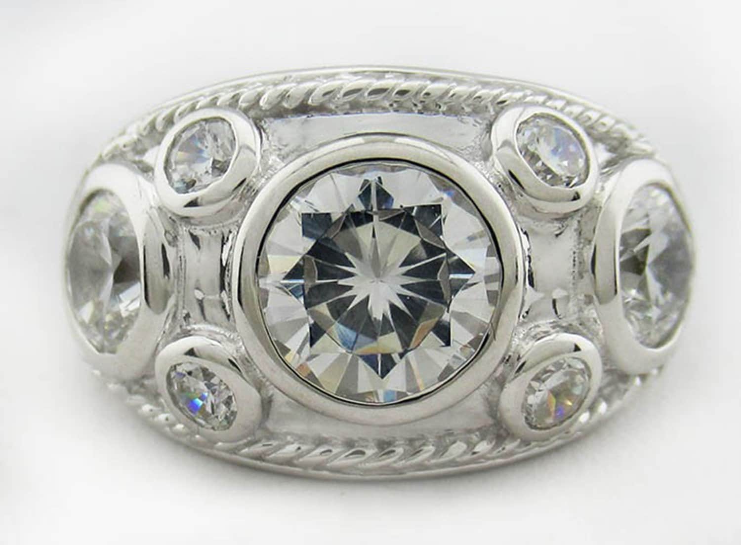 Multi White Sapphire Diamond Ice Ring - Etsy UK