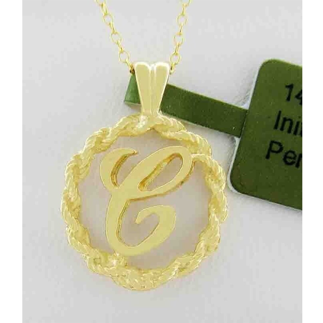 Initial C Pendant 14K Yellow Gold - Etsy