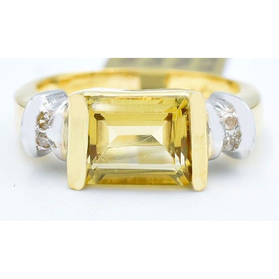 Genuine 3.68 Cts Yellow Topaz & Diamonds Ring 10K Gold - Etsy