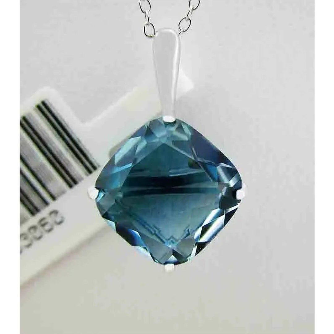 Genuine 2.58 Cts Blue Zircon Pendant 14k White Gold - Etsy