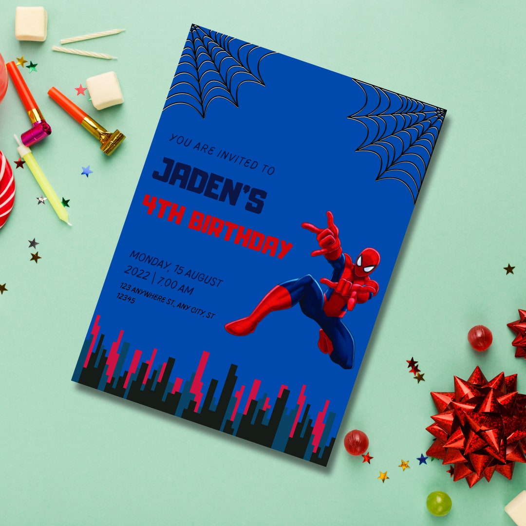 Editable Spiderman Birthday Invitation Template | Superhero Party ...