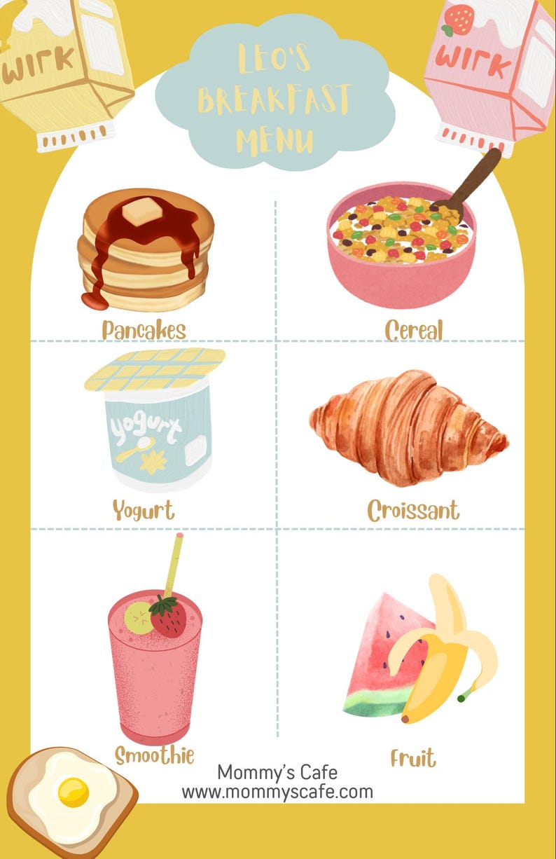 Personalized Toddler Menu Printable | Custom Kids Menu With Child’s ...