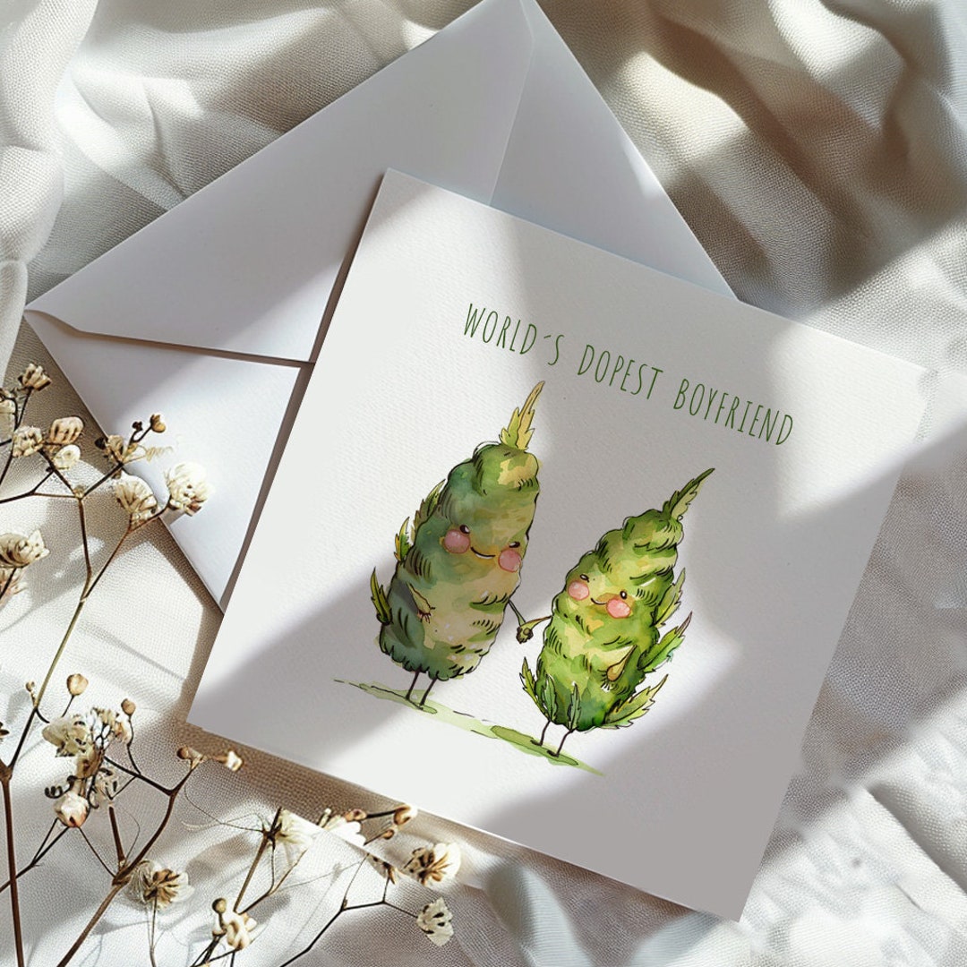 WORLDS DOPEST BOYFRIEND Happy Birthday Card Marijuana Birthday Card ...