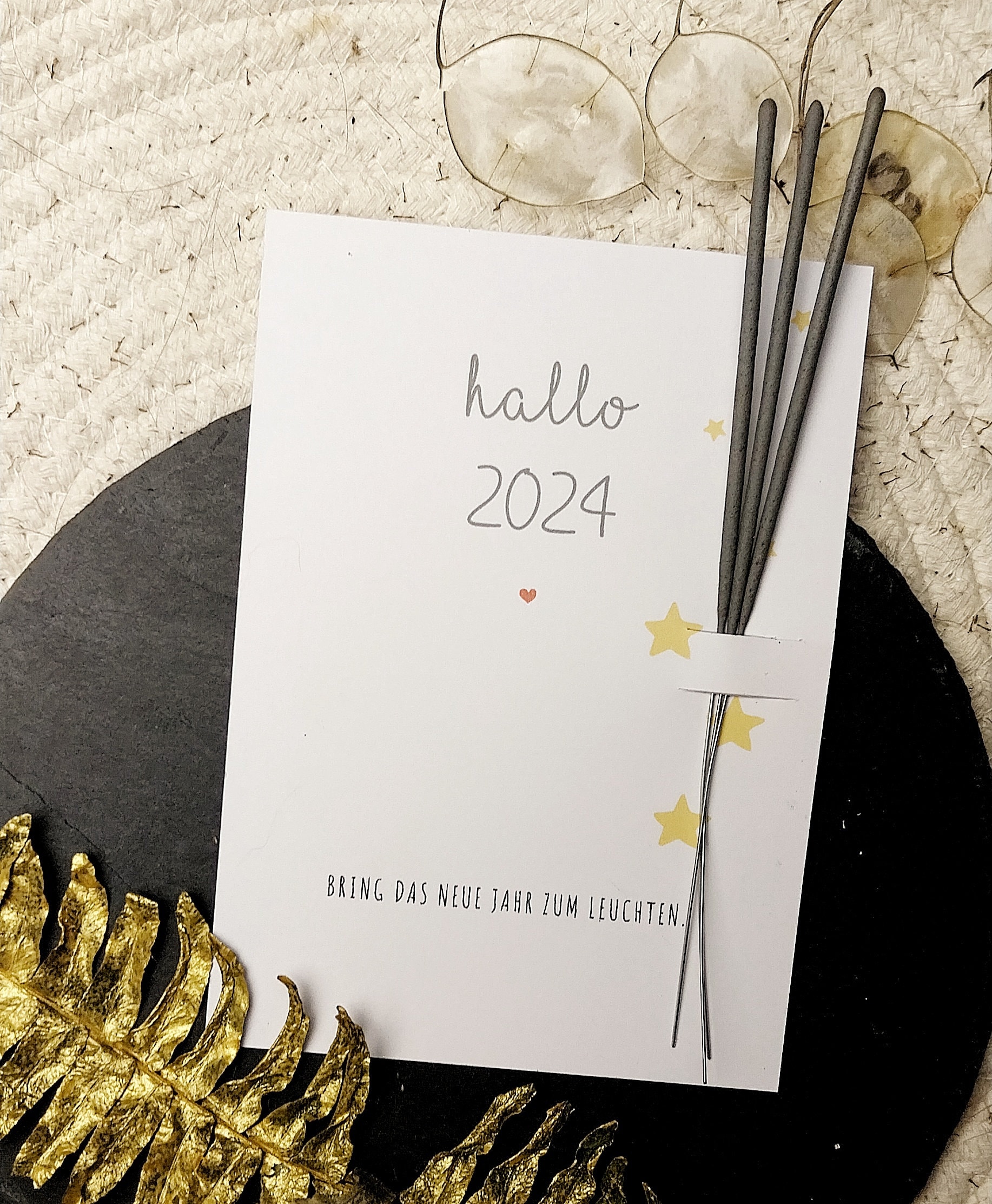 Silvestergeschenk Neujahrs Postkarten für Wunderkerzen Happy New Year ...