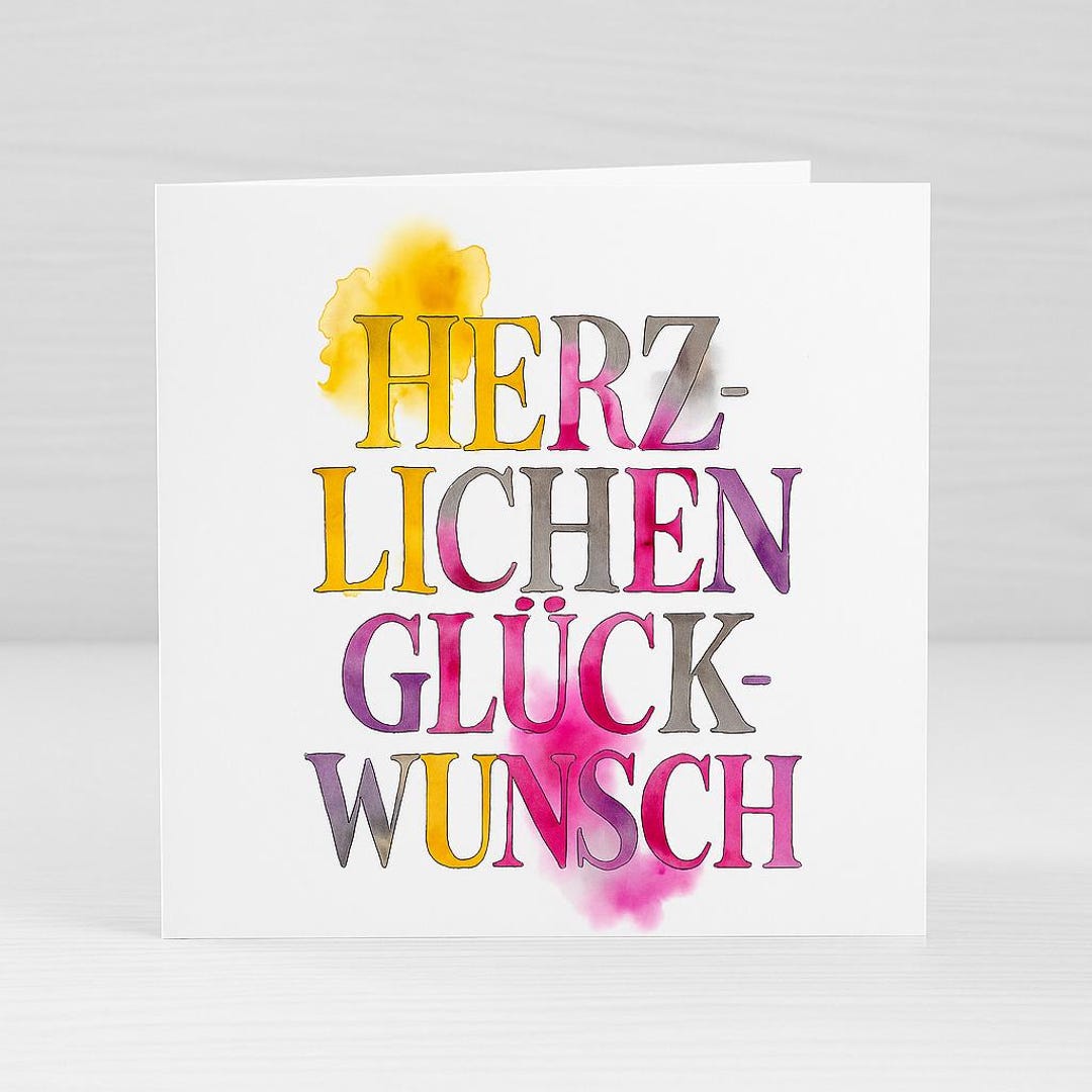 Karte GEBURTSTAG HERZLICHEN GLÜCKWUNSCH Karte Mit Herz Karte Mit Spruch ...