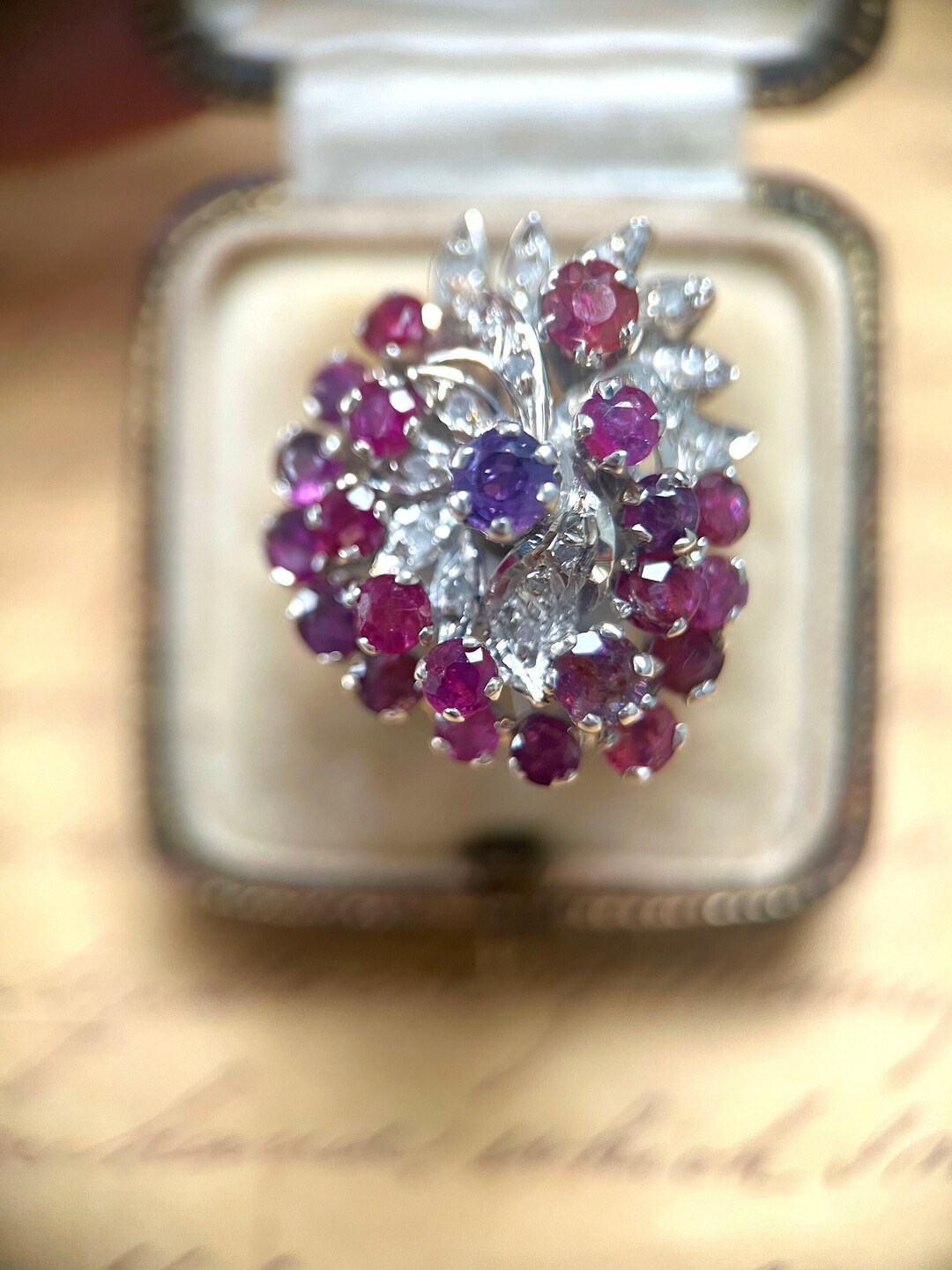 1940s Vintage Cocktail Ring, Ruby Jewelry, Ruby Rings, Vintage Cocktail Rings, Anniversary Gift ...