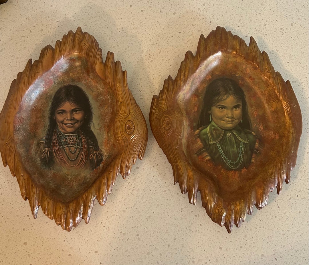 Vintage First Nations Wall Plaques Children - Etsy