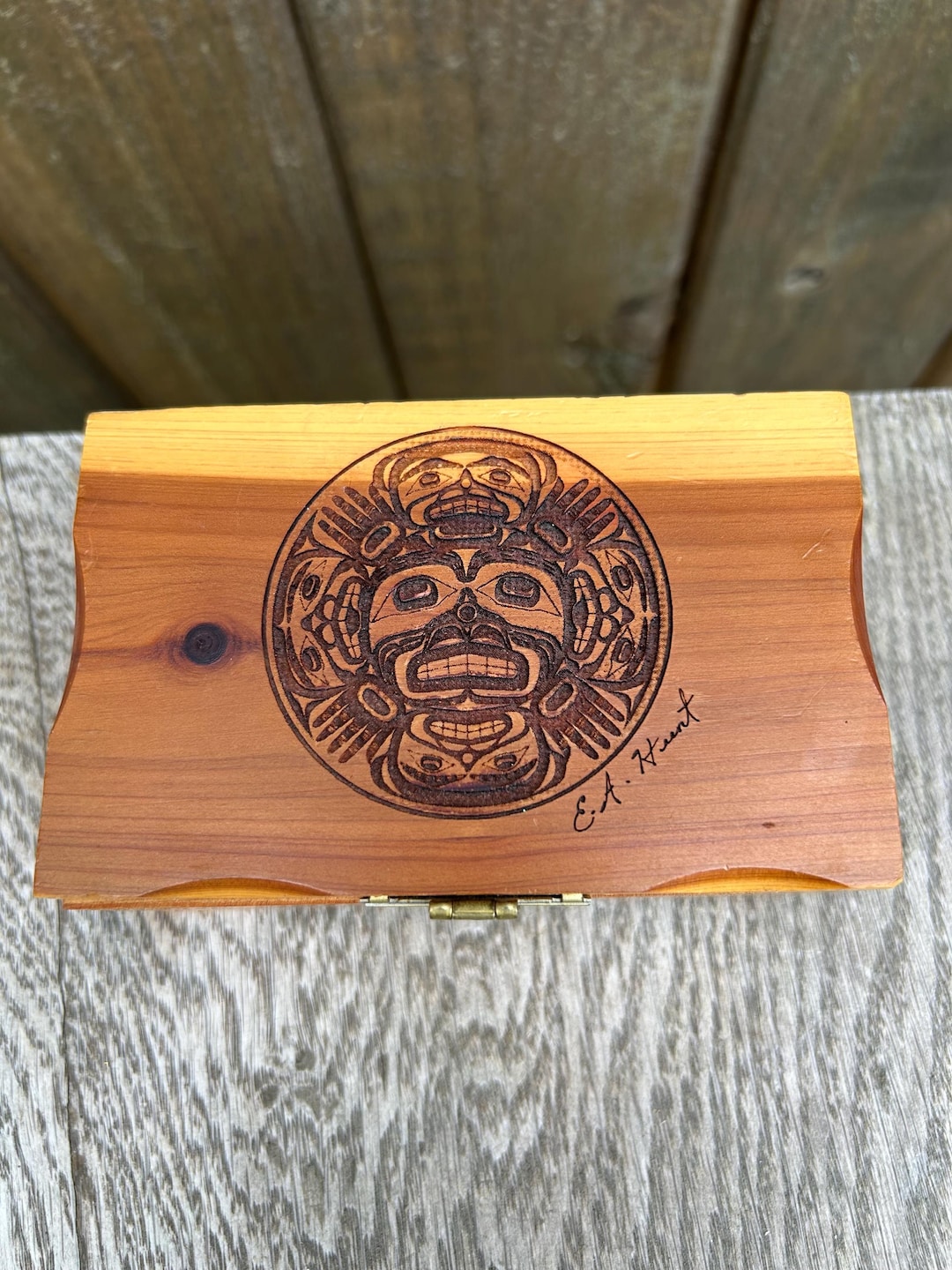 First Nations Box Signed E A Hunt - Etsy