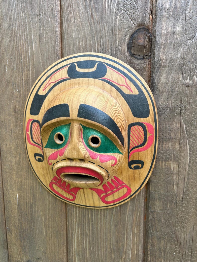 Native Moon Mask First Nations Cedar Signed - Etsy
