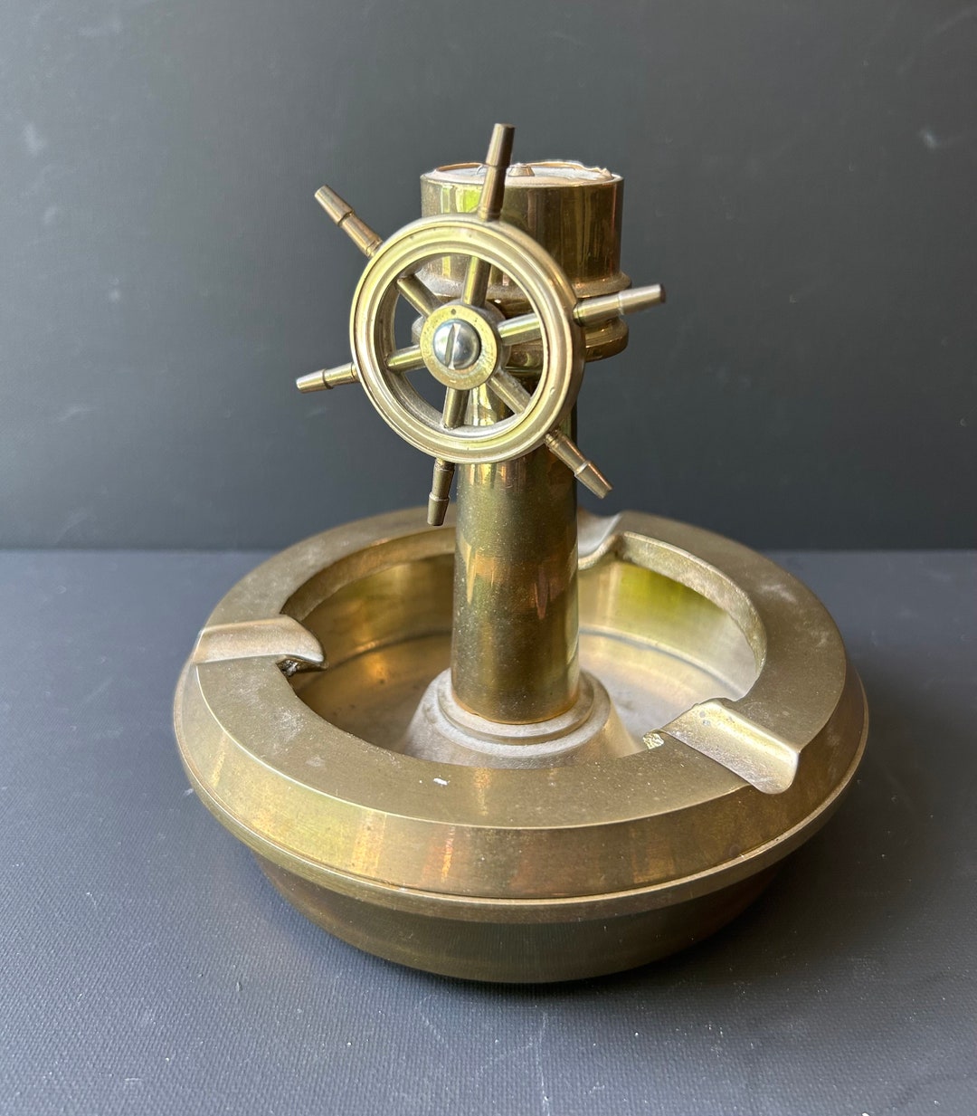 Vintage Ashtray Nautical Theme Thermometer Brass Cast - Etsy