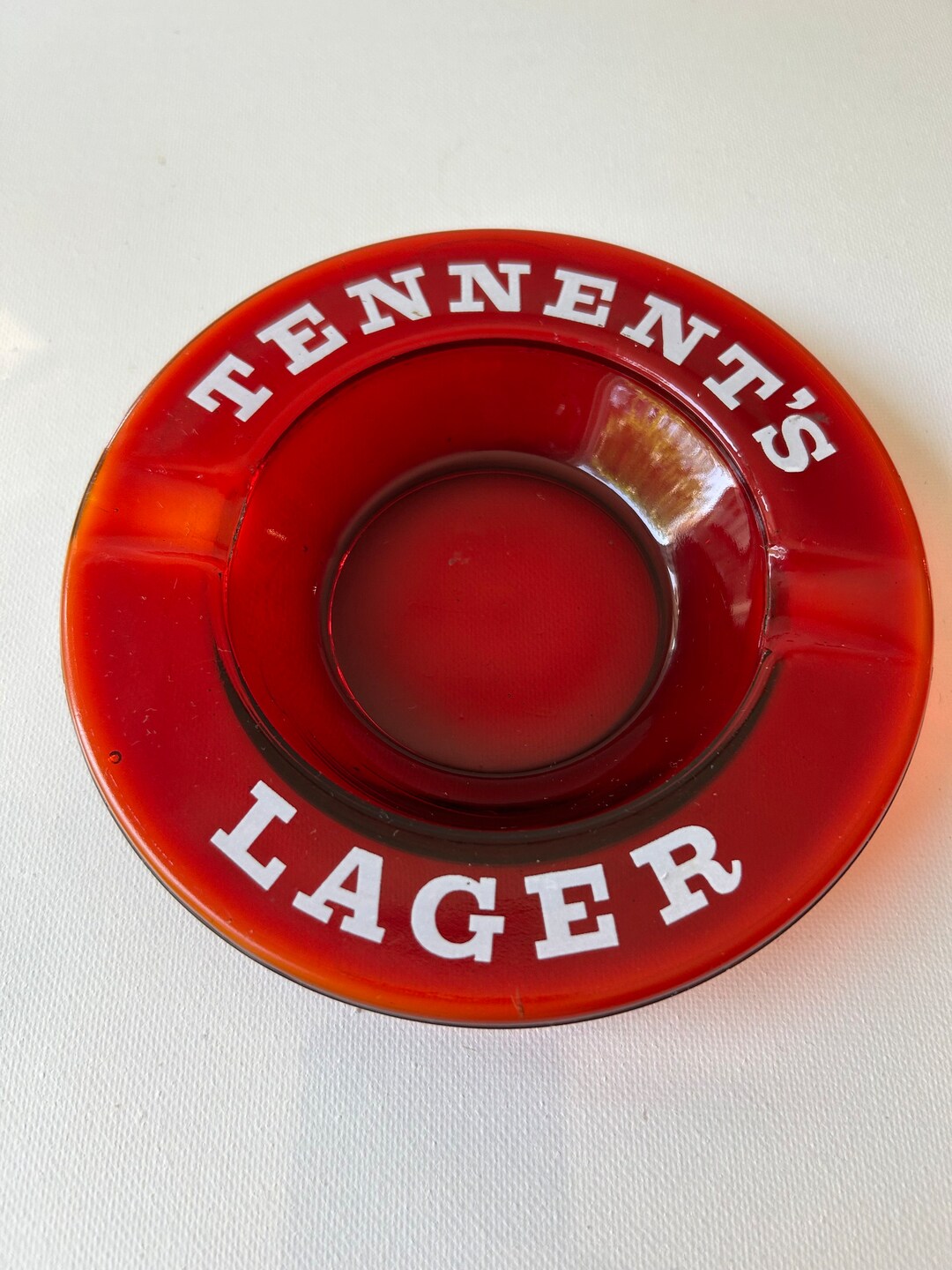 Rare Ashtray Tennents Lager Red Glass - Etsy