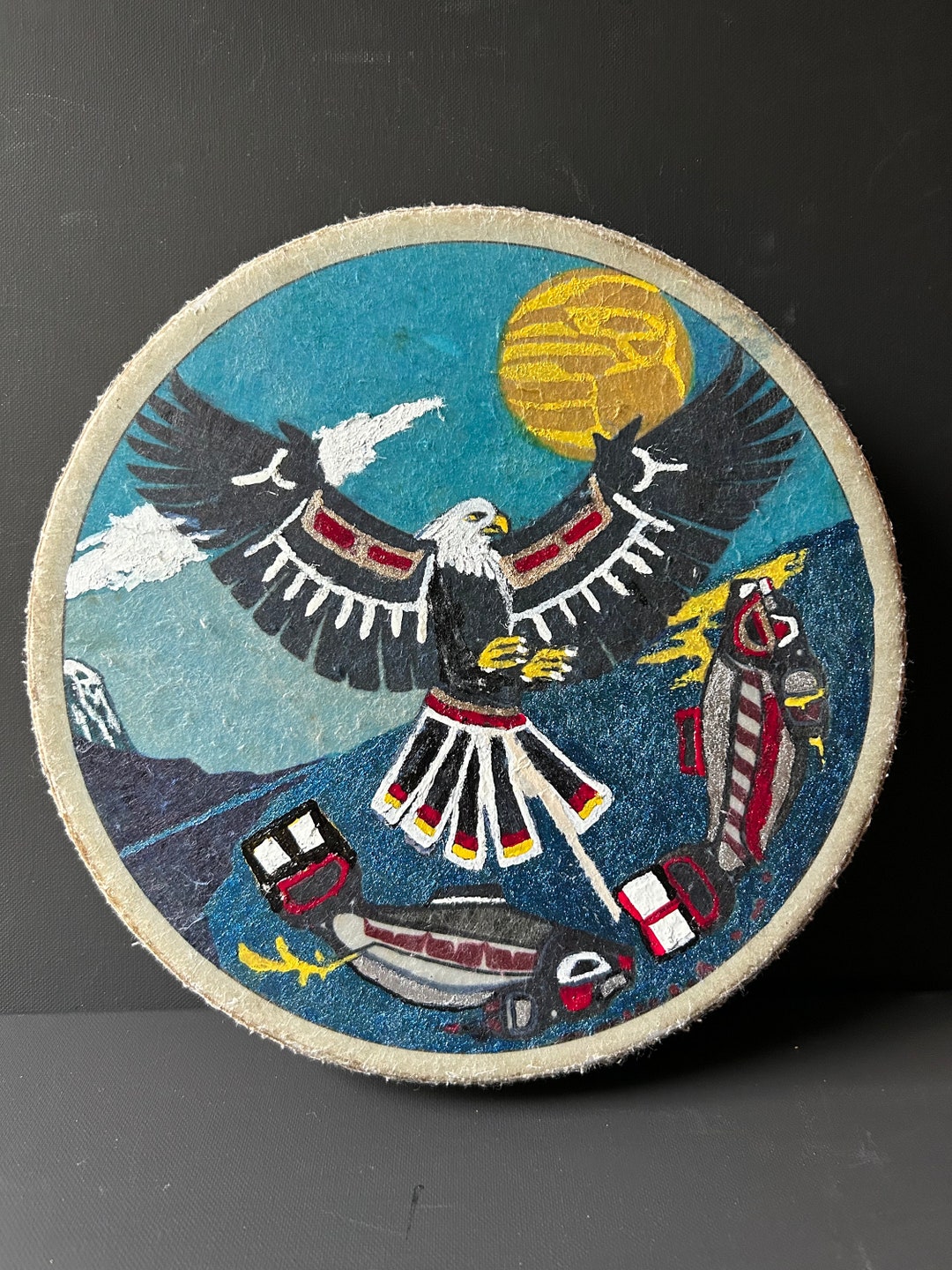 Drum First Nations Eagle Salmon - Etsy