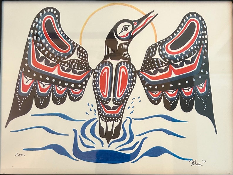 Native Loon Drawing Signed & Dated - Etsy
