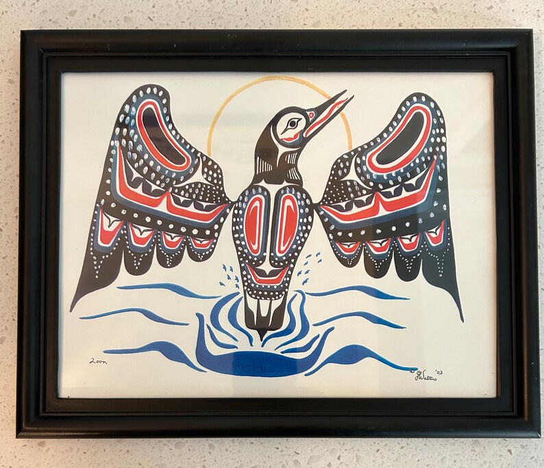 Native Loon Drawing Signed & Dated - Etsy
