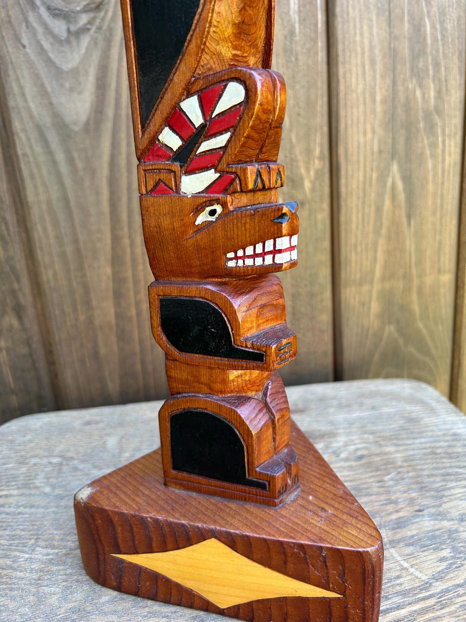 Vintage Totem Pole Cedar 19" Tall - Etsy