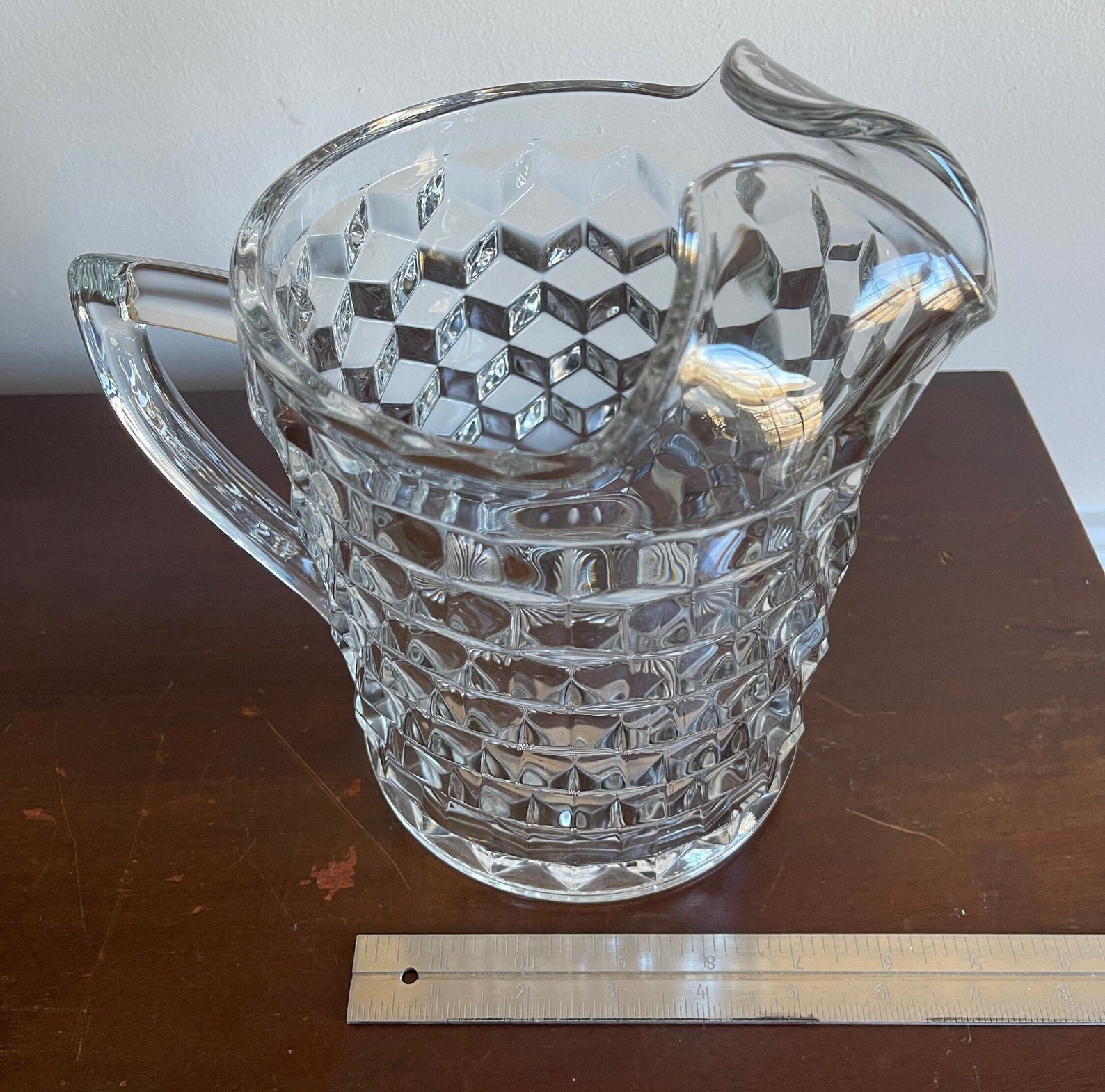 Vintage Fostoria Cube Glass Pitcher - Etsy