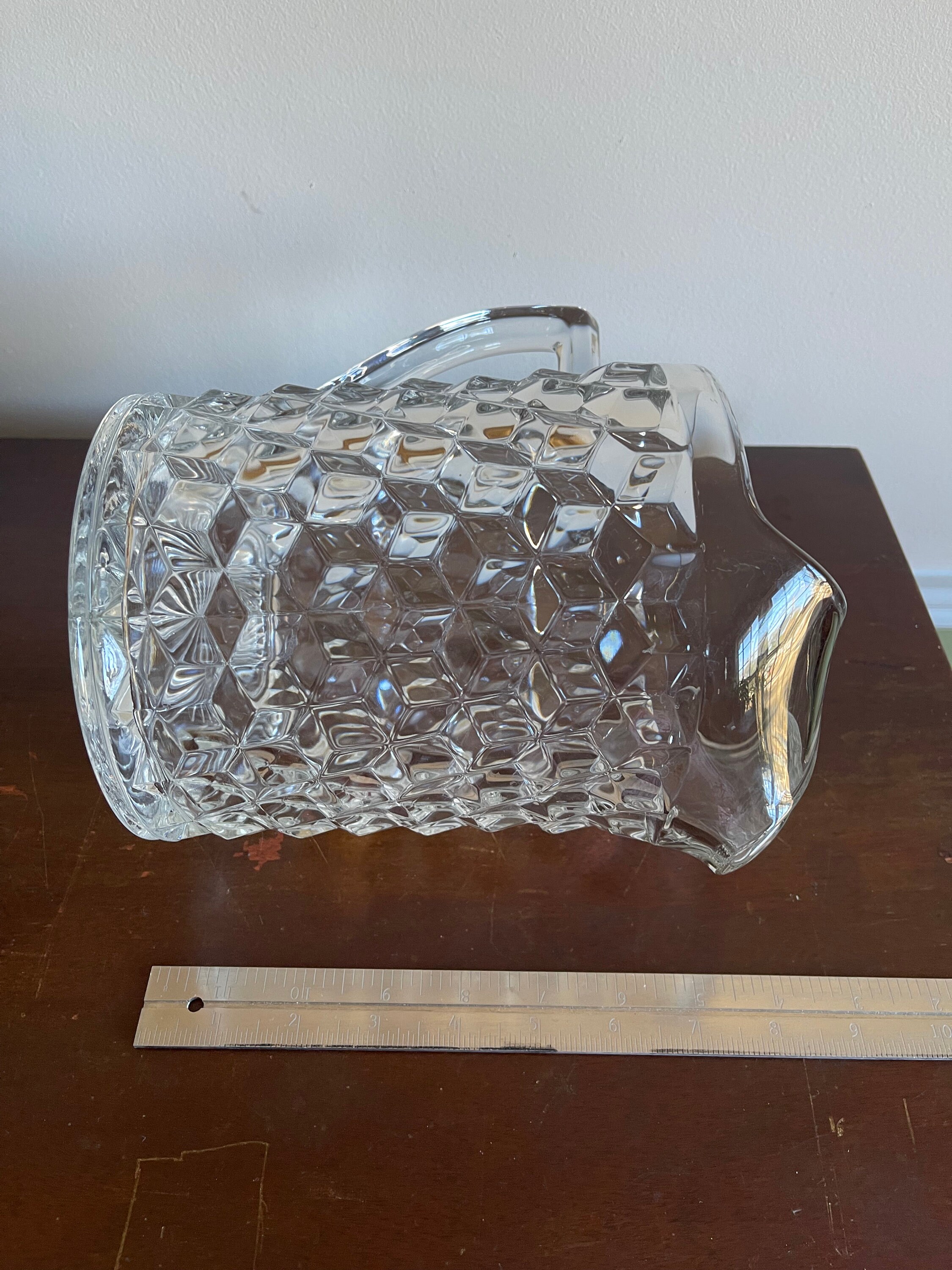 Vintage Fostoria Cube Glass Pitcher - Etsy