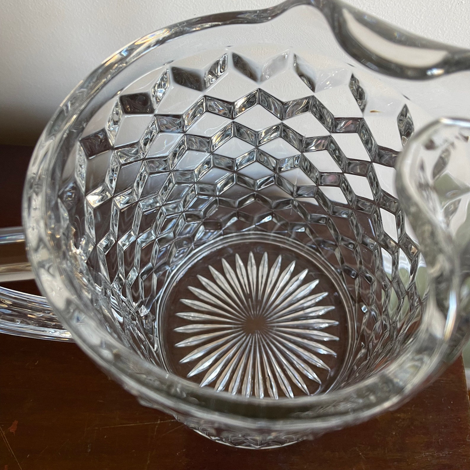Vintage Fostoria Cube Glass Pitcher - Etsy