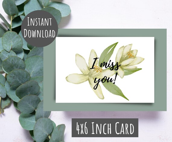 Printable Miss You Card Digital Download Card I Love You Etsy