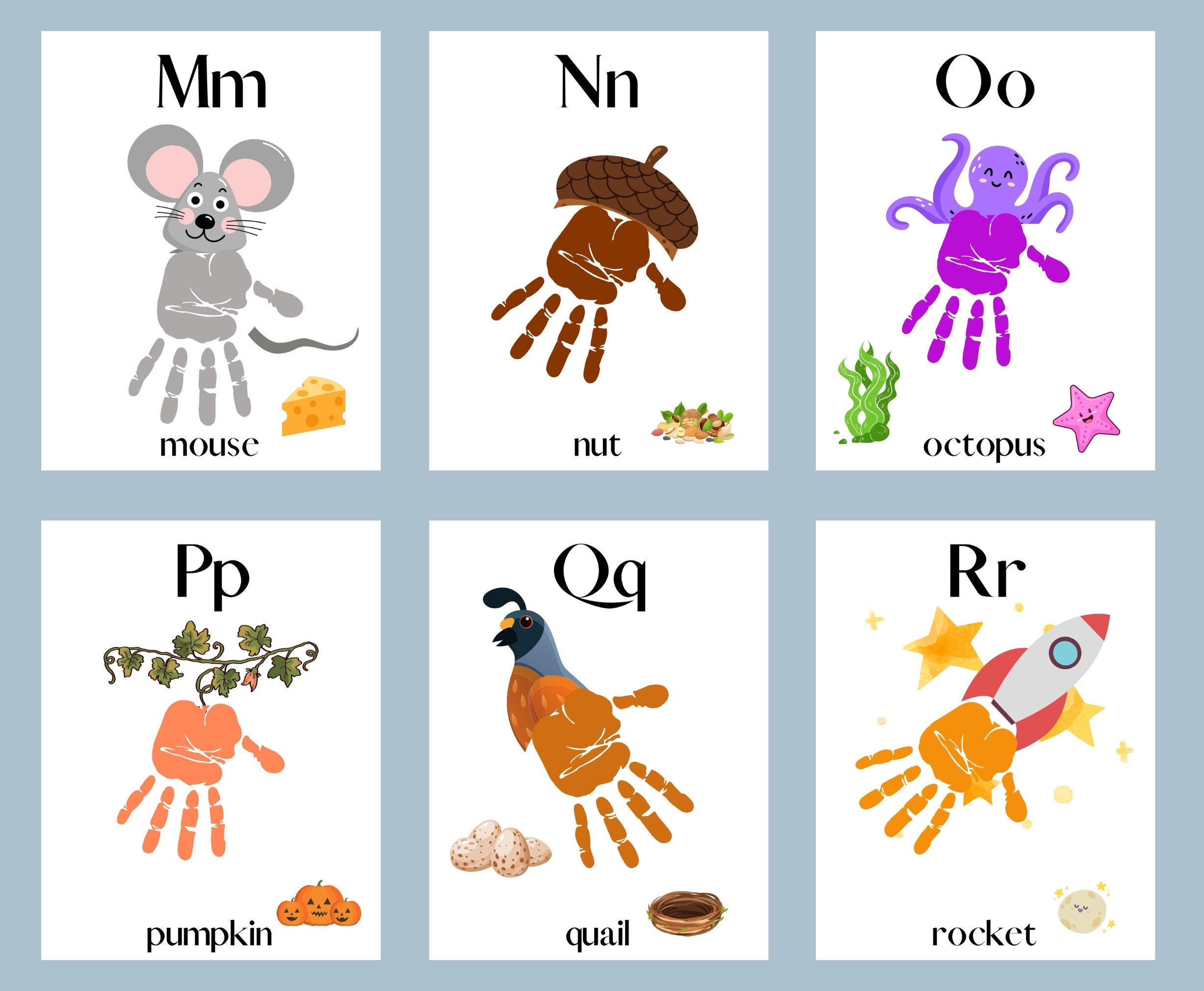 A-Z ABC Alphabet Handprint Craft Art, Toddler Child, Letters, Teacher ...