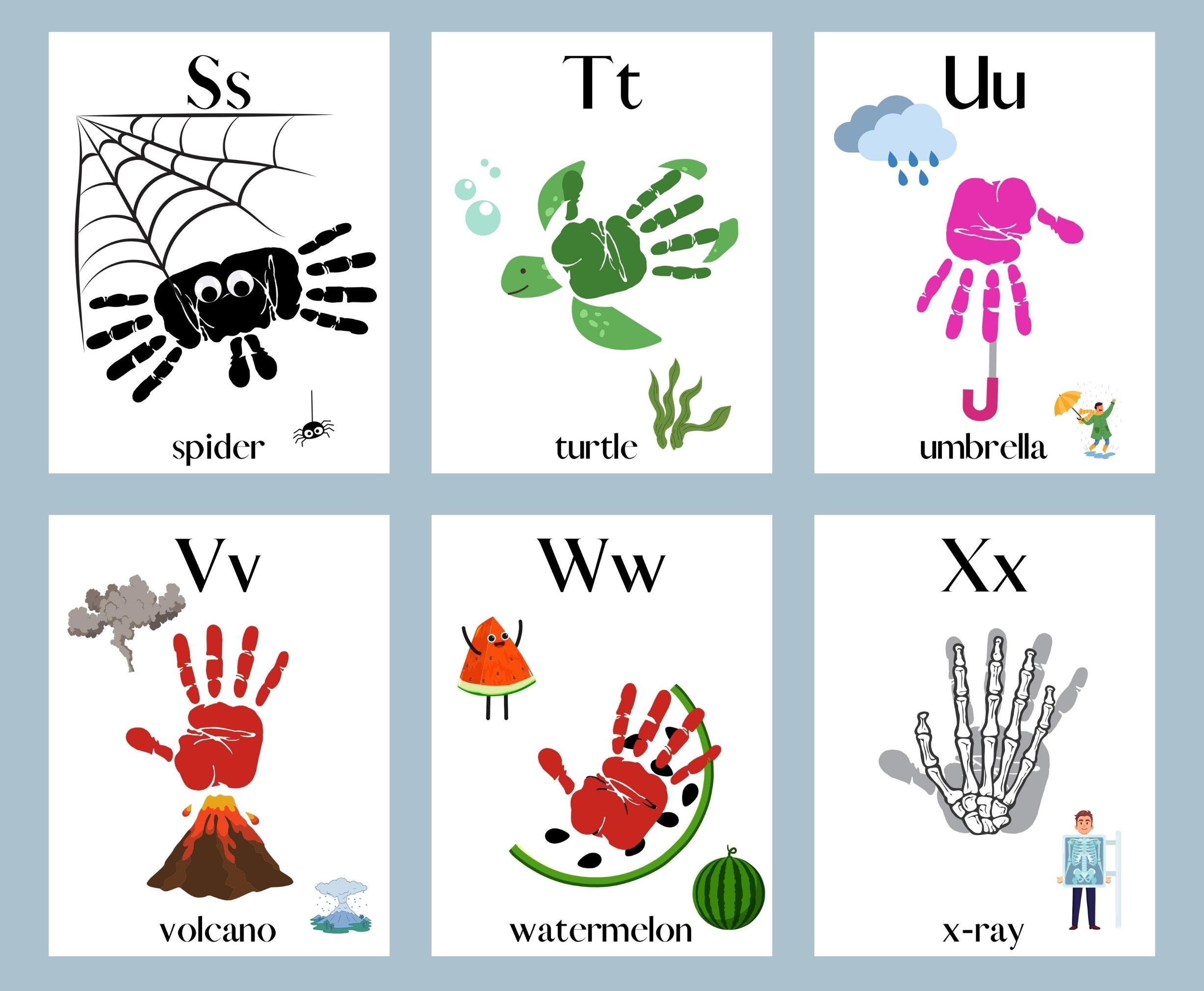 A-Z ABC Alphabet Handprint Craft Art, Toddler Child, Letters, Teacher ...