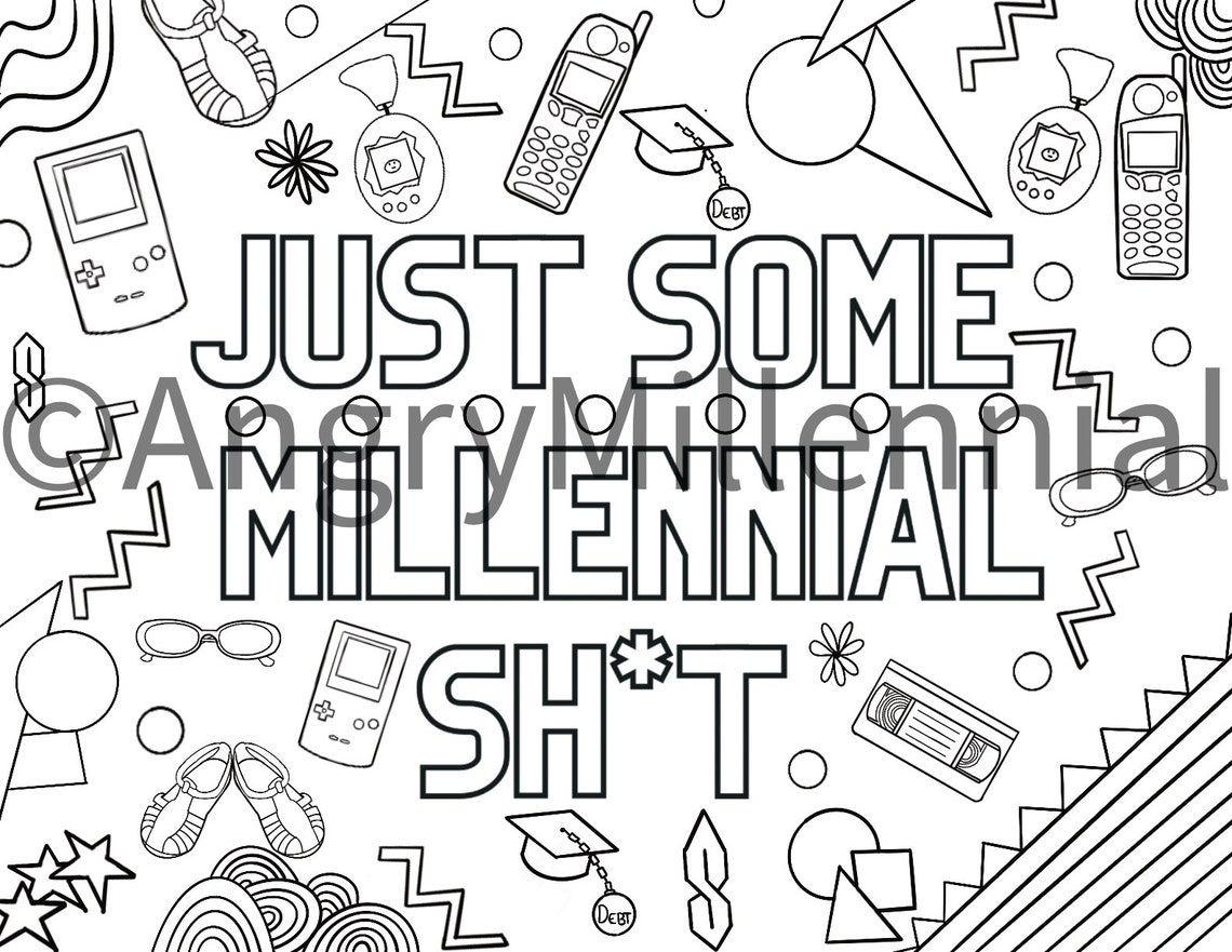 Digital Download Millennial Nostalgia Coloring Sheet | Etsy